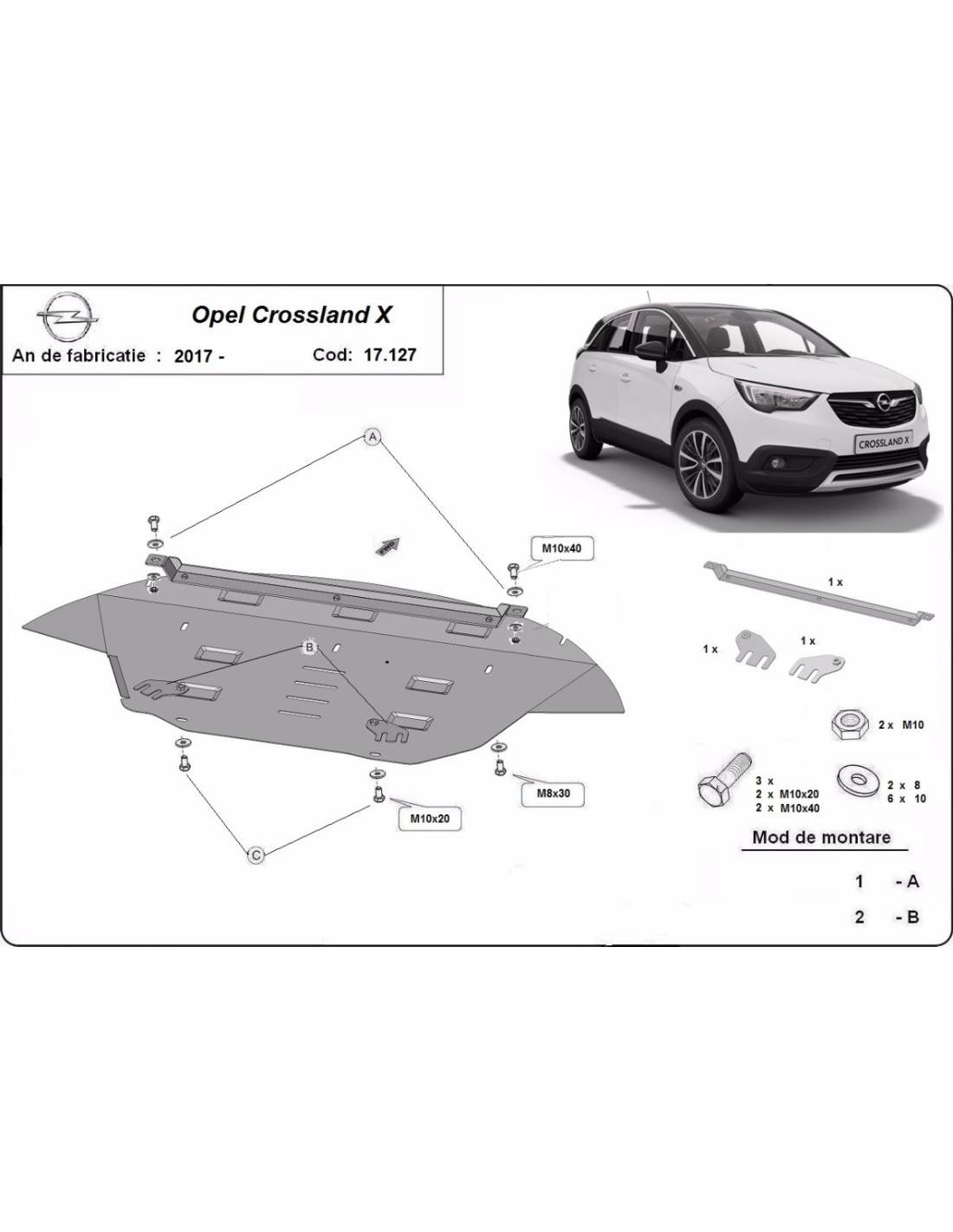 Cubre carter metalico Opel Crossland X "17.127" (Desde 2017 hasta 2022)